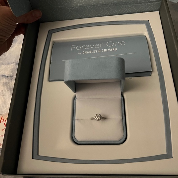Charles & Colvard | Jewelry | Charles And Colvard Halo Engagement Ring ...